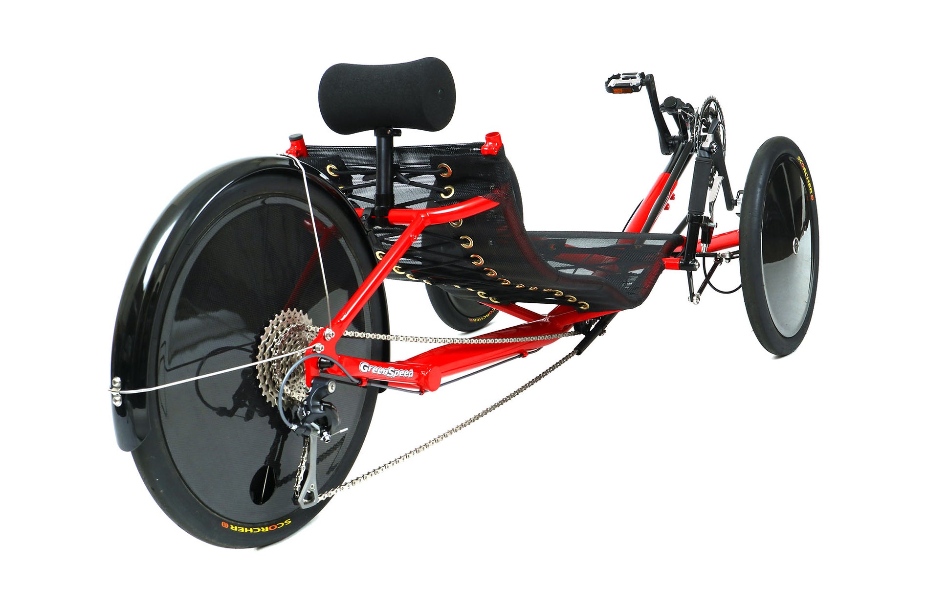 Greenspeed Aero Red Recumbent Trike with Headrest — Hostel Shoppe